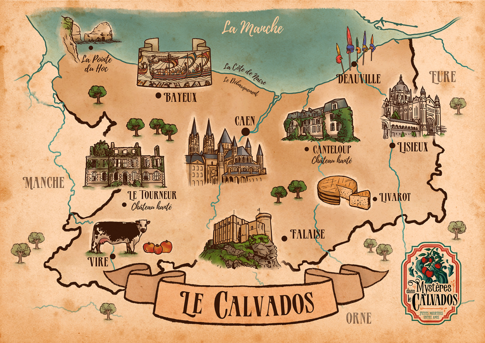 Affiche illustrée du Calvados